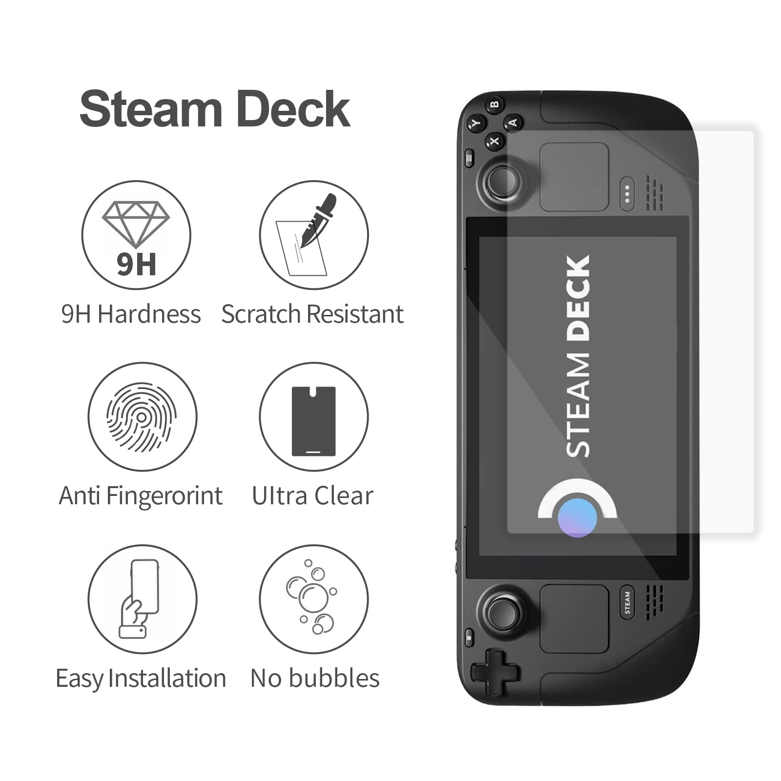 GIGIKISS [2 Pack] Compatible Stream Deck Screen Protector, Anti Glare Light HD Clear steam deck screen protector tempered glass (7inch) Easy Installation