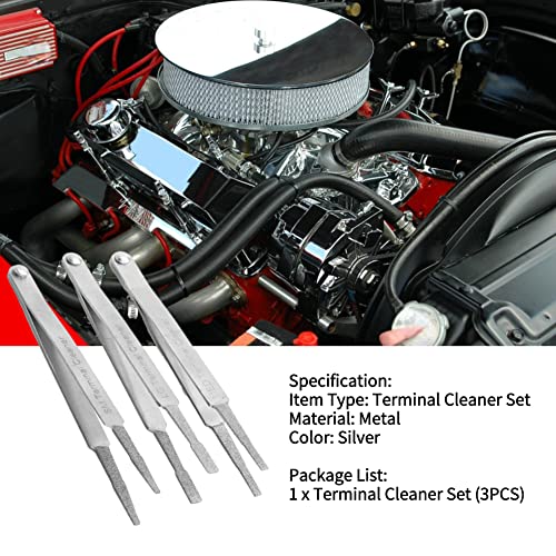 KIMISS Terminal Cleaning Tool, 3PCS Metal Terminal Cleaner Set Auto Repairing Hardware Tool for Small Electrical Spade Pin Connector