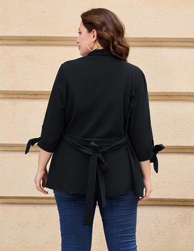 Plus Size 3/4 Sleeve Blazers for Women Business Casual Blazers for Work Lightweight Blazers Suit Jackets Black 20W
