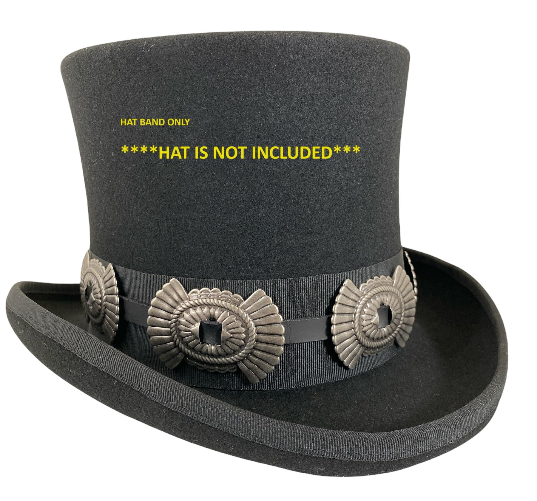 Funk Plus Silver Concho Hat Band for Cowboy Hats, Steampunk Tophats, Costume Rock Hat Slash Hat