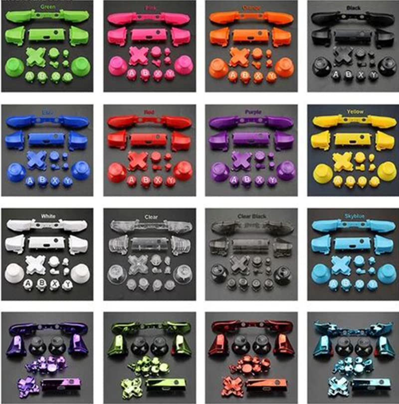 Full Button Analog Stick Bumper Trigger Buttons Guide Dpad RT LT RB LB ABXY ON Off Button for Xbox One S Slim Replacement (Purple)