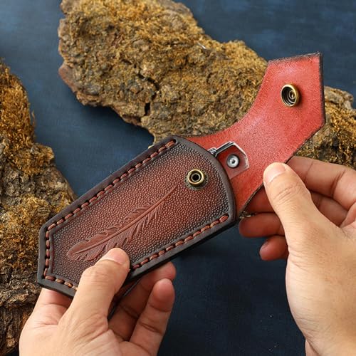 PTILSERY Leather Sheath Foldable Knife Pouches Foldable Knife Holsters Foldable Knife Sheath for Camping Outdoor Activity