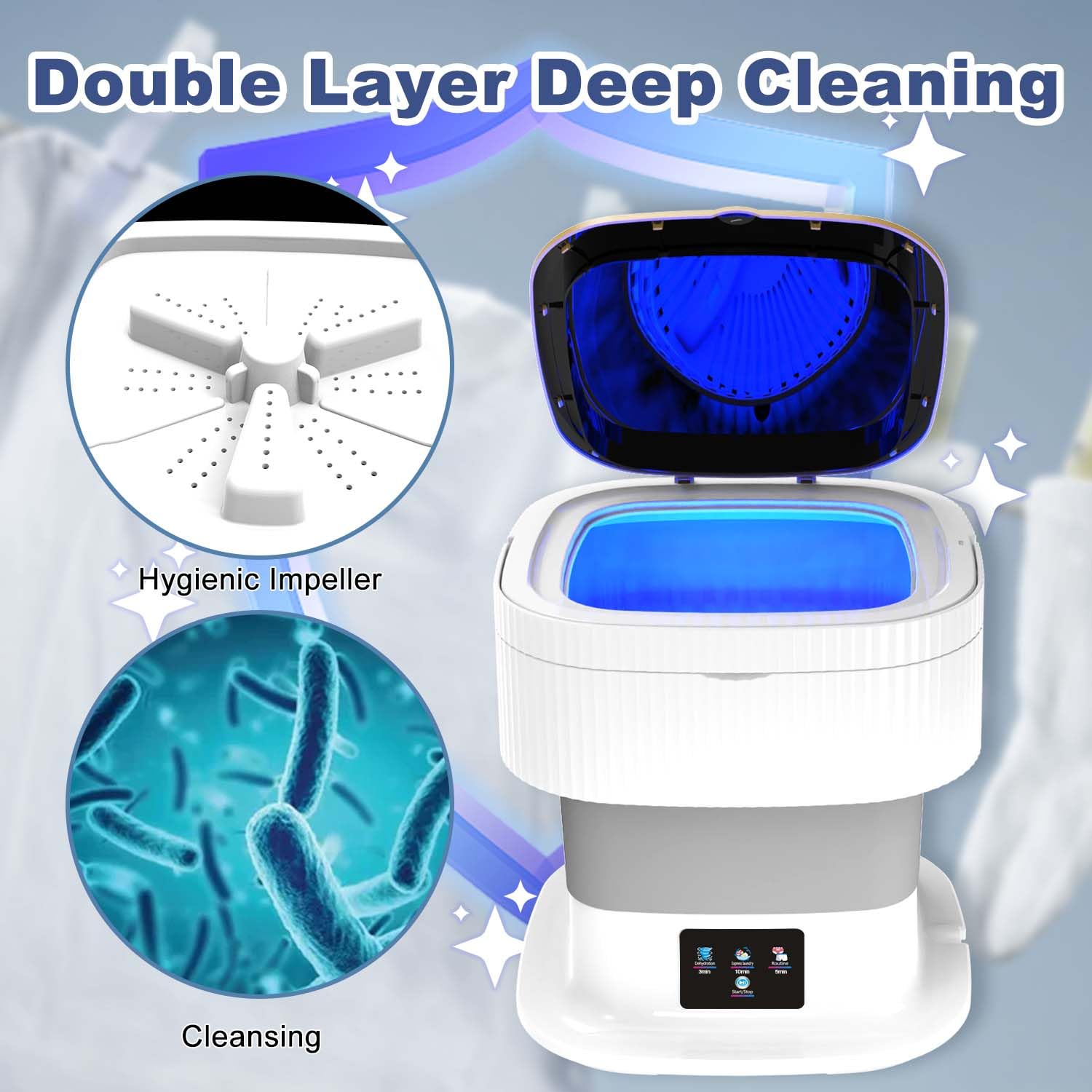 Portable Washing Machine, Mini Washer, 11L Upgrade Model Foldable Small Washing Machine, Collapsible Compact Laundry Washer and dryer 2 in 1, Apartment, Dorm, Rv, Socks, Underwear, Baby Clothes, Grey