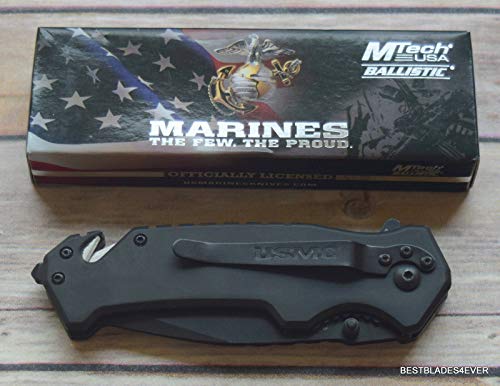 Mtech Officially Licensed U.S.M.C Spring Assisted Tactical Knife Rescue Combat Sharp Blade