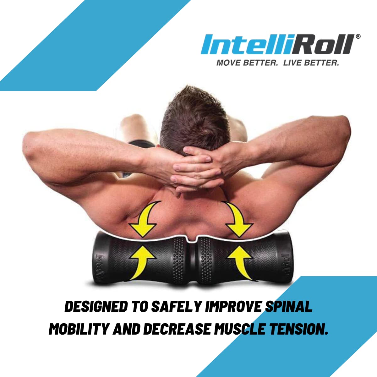 IntelliRoll | 1 Max Sport Firm and 1 Pro Sport Medium Density Foam Roller for Muscle Trigger Point Massage, Physical Therapy and Exercise | Optimized for Neck & Spine, Relieve Pain