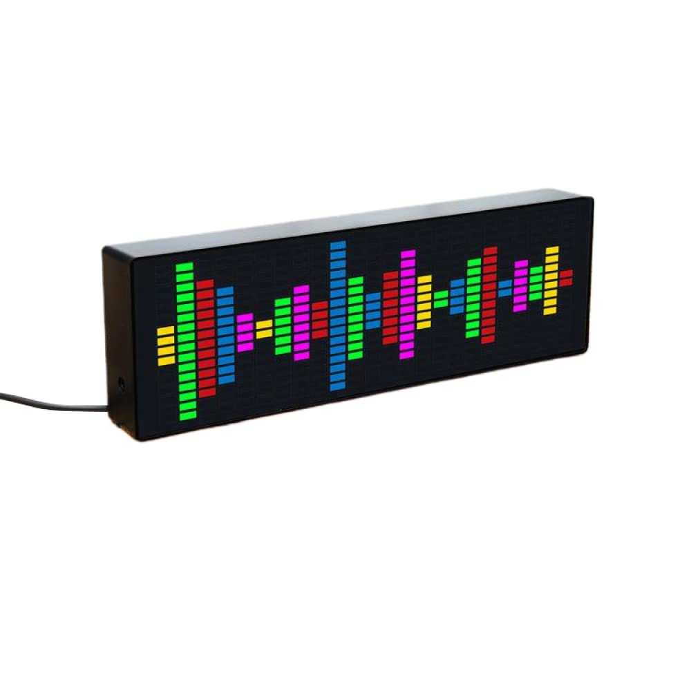Led Music Spectrum Display,Voice-Activated Pickup Music Rhythm Lights,1624RGB Pickup With 12 Display Modes, 7 Color Modes, Creative Colorful LED Ambient Light black Spectrum voice + wire control
