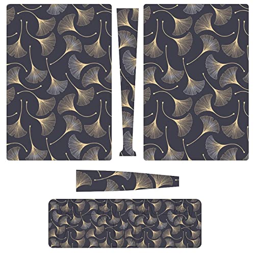 Ginkgo Leaves Full Protective Skin Cover Design Wrap Decal Sticker Compatible with PS5 Digital Edition Console and Controller