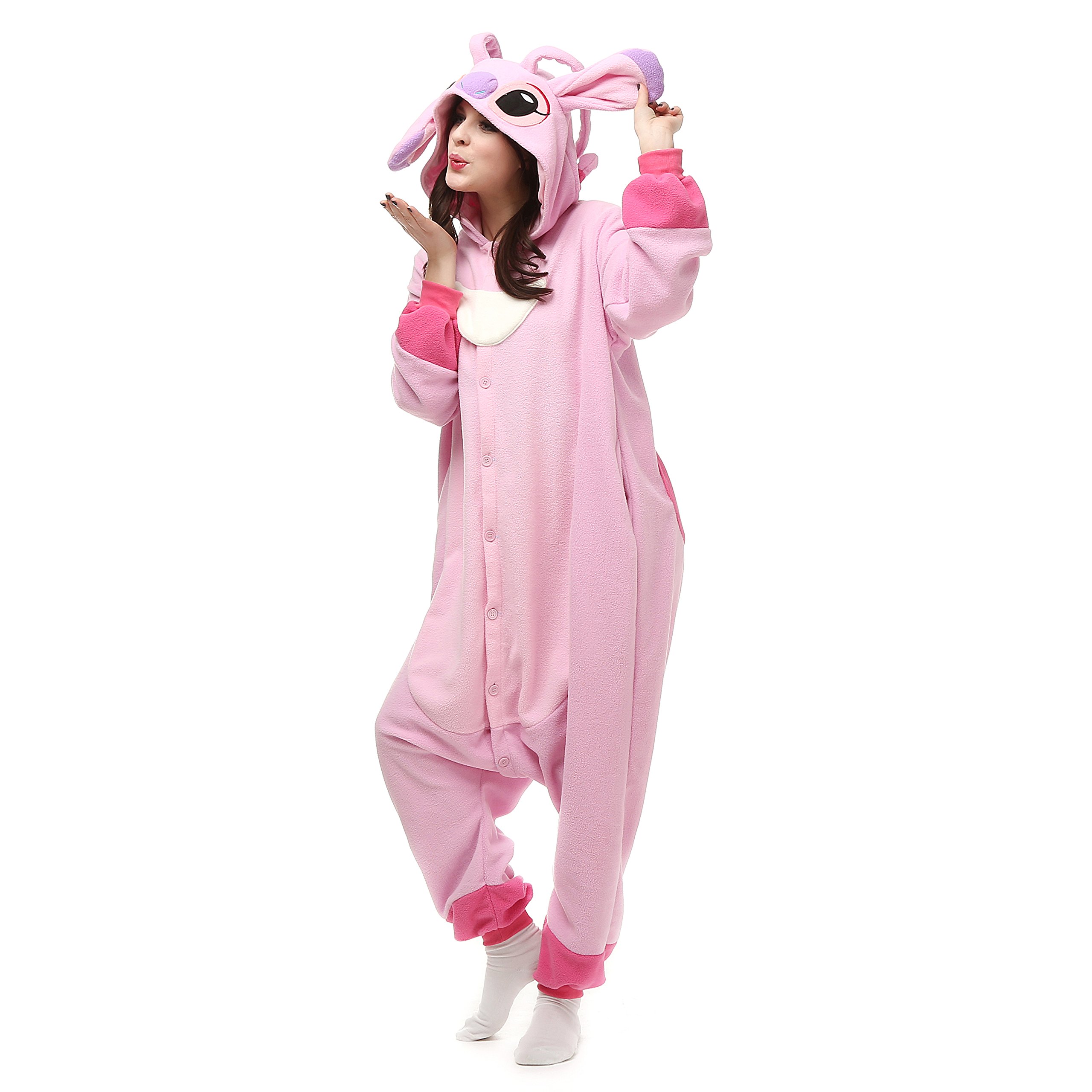 Etoson Stitch Onesie Cosplay Halloween Costume Unisex Animal Pajama,Stitch-pink,L
