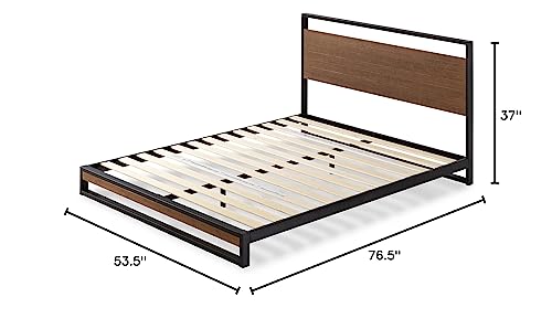 ZINUS Suzanne 37 Inch Bamboo and Metal Platform Bed Frame / Solid Steel Construction / No Box Spring Needed / Wood Slat Support / Easy Assembly, Chestnut Brown, Full