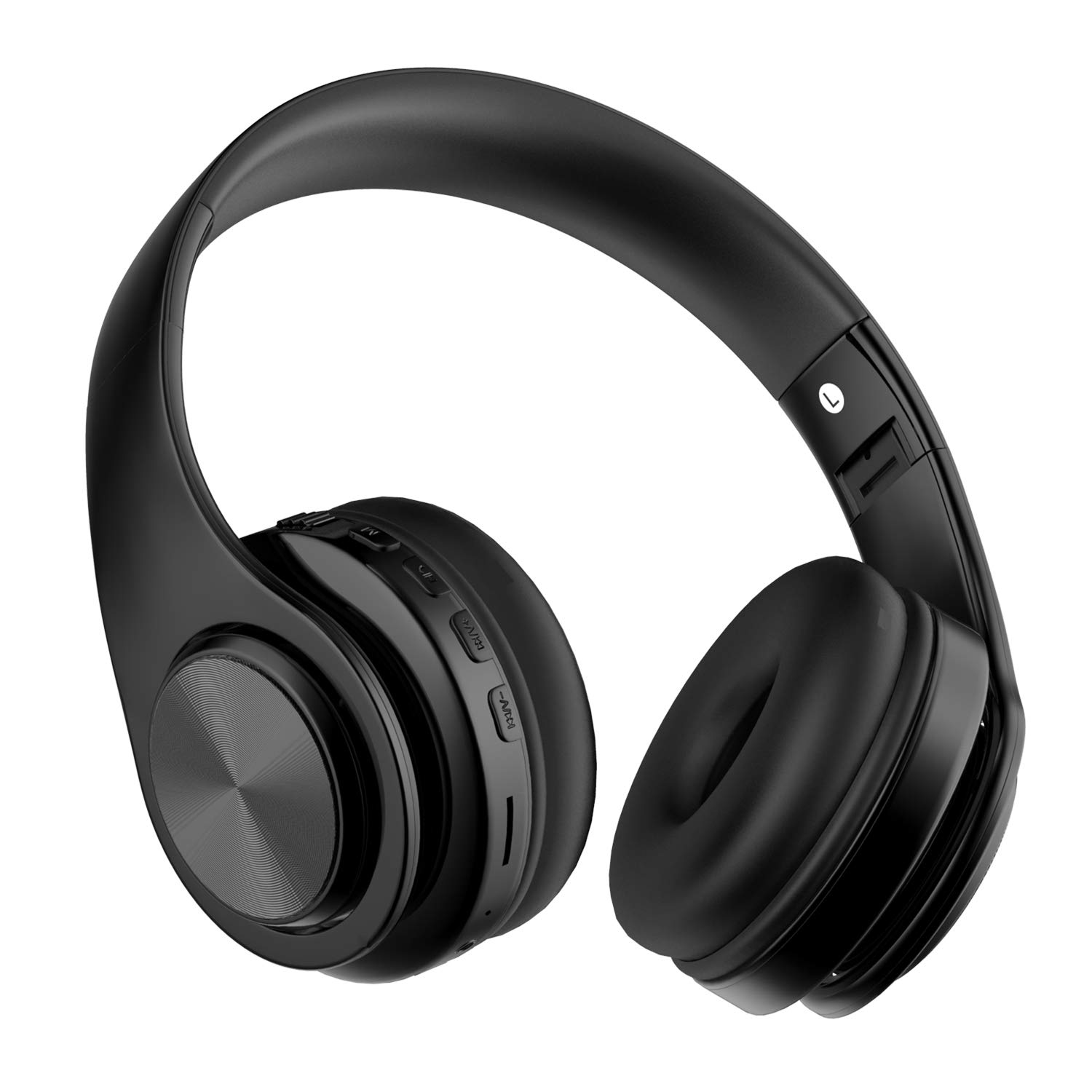 Funwaretech Wireless Bluetooth Headphones Over Ear with Mic,Noise Cancelling Headphones Bluetooth 5.0, Foldable Hi-Fi Stereo Wireless Headphones,Soft Memory-Protein Earmuffs for Travel/Work, Black