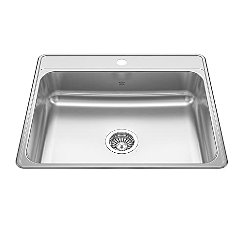 Kindred CSLA2522-7-1N Creemore 25-in LR x 22-in FB x 7-in DP Drop In Single Bowl 1-Hole Stainless Steel Kitchen Sink, 25" x 22"