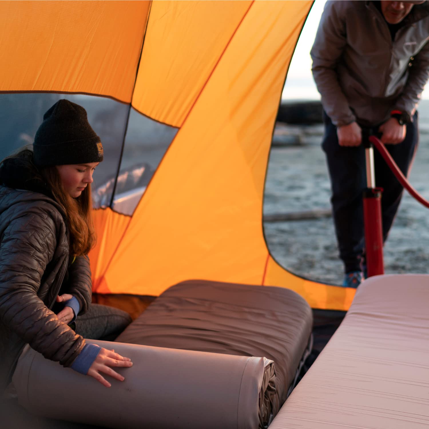 HEST Deluxe Bundle - Sleep System Wide and Standard Pillow - Memory Foam Camping Mattress - Inflatable Pump, Carry Bag, and Pillow