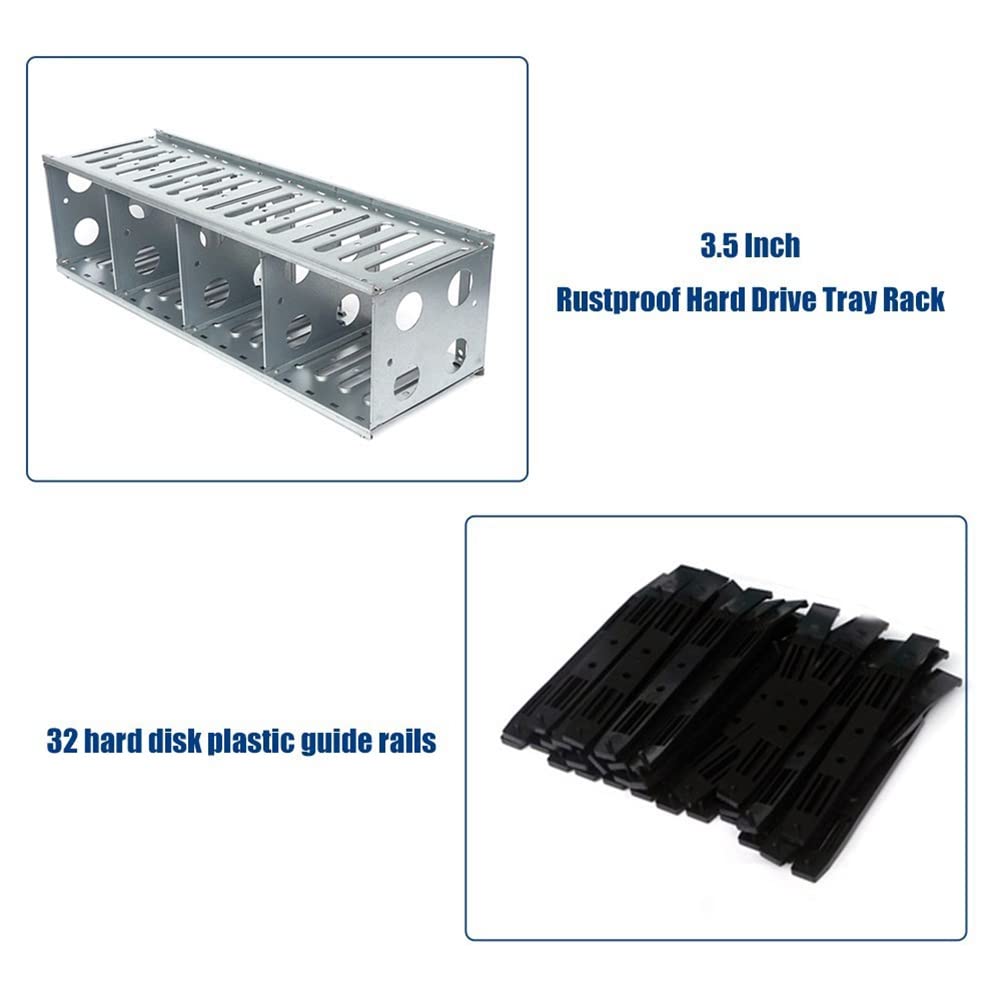 Nemeae New 16 Bay Hard Drive Cage 3.5 Inch Rustproof Hard Drive Tray Rack PC Classic Iron HDD Stacking Bracket for 12cm Fans A