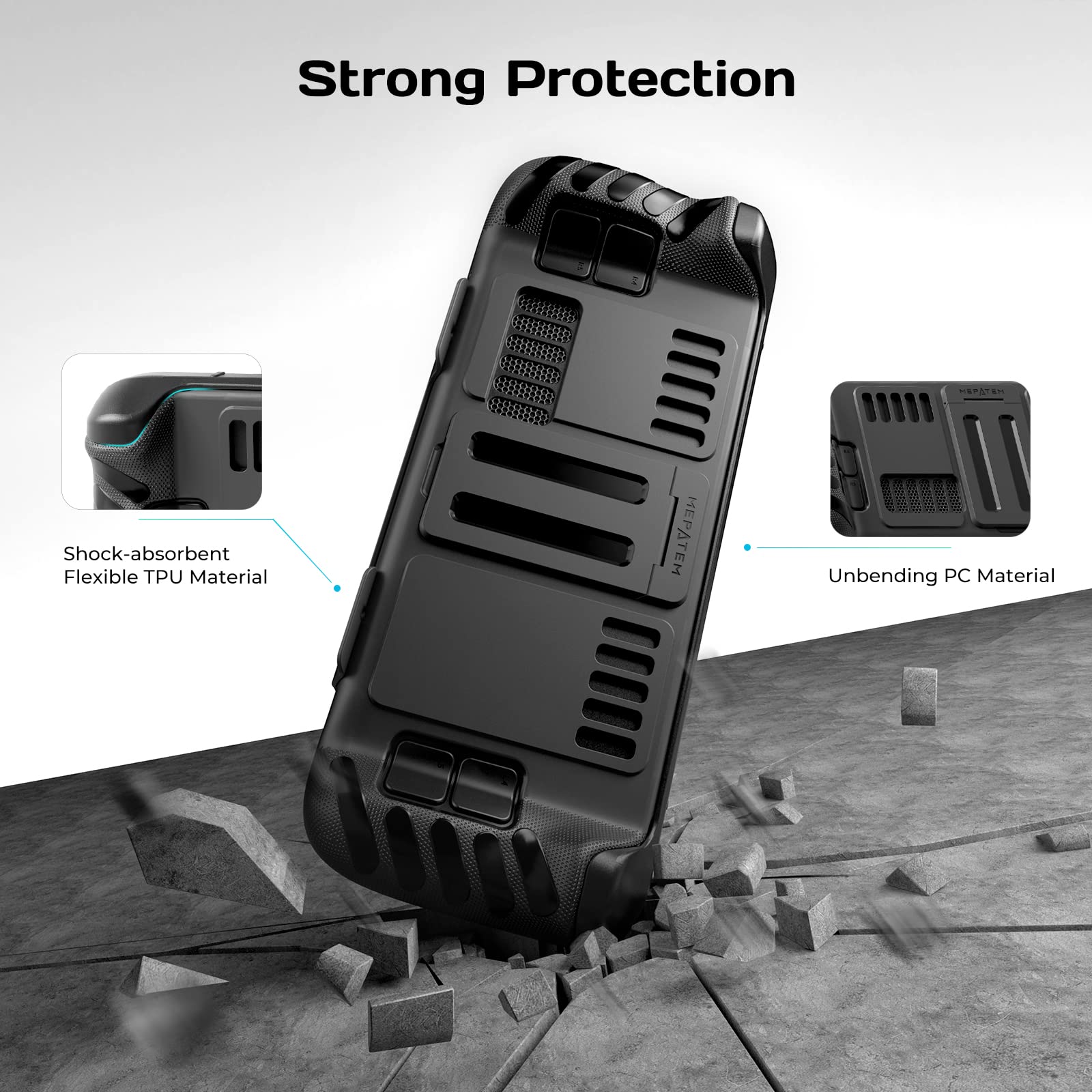 Full Protective Case for Steam Deck: Kickstand Case for Steam Deck- TPU Modcase with Front Cover Case, 3 in 1 Valve Steam Deck Accessories with Shock-Absorption, Non-Slip&Anti-Scratch Design