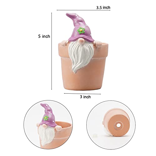 Newman House Studio Spring-Gnomes Flower-Pots Easter Decorations Cactus-Succulents - Easter Decorative Purple Planter Pots Unique Garden Pots with Drainage Hole for Indoor Outdoor 3 x 3.5 x 5 inch
