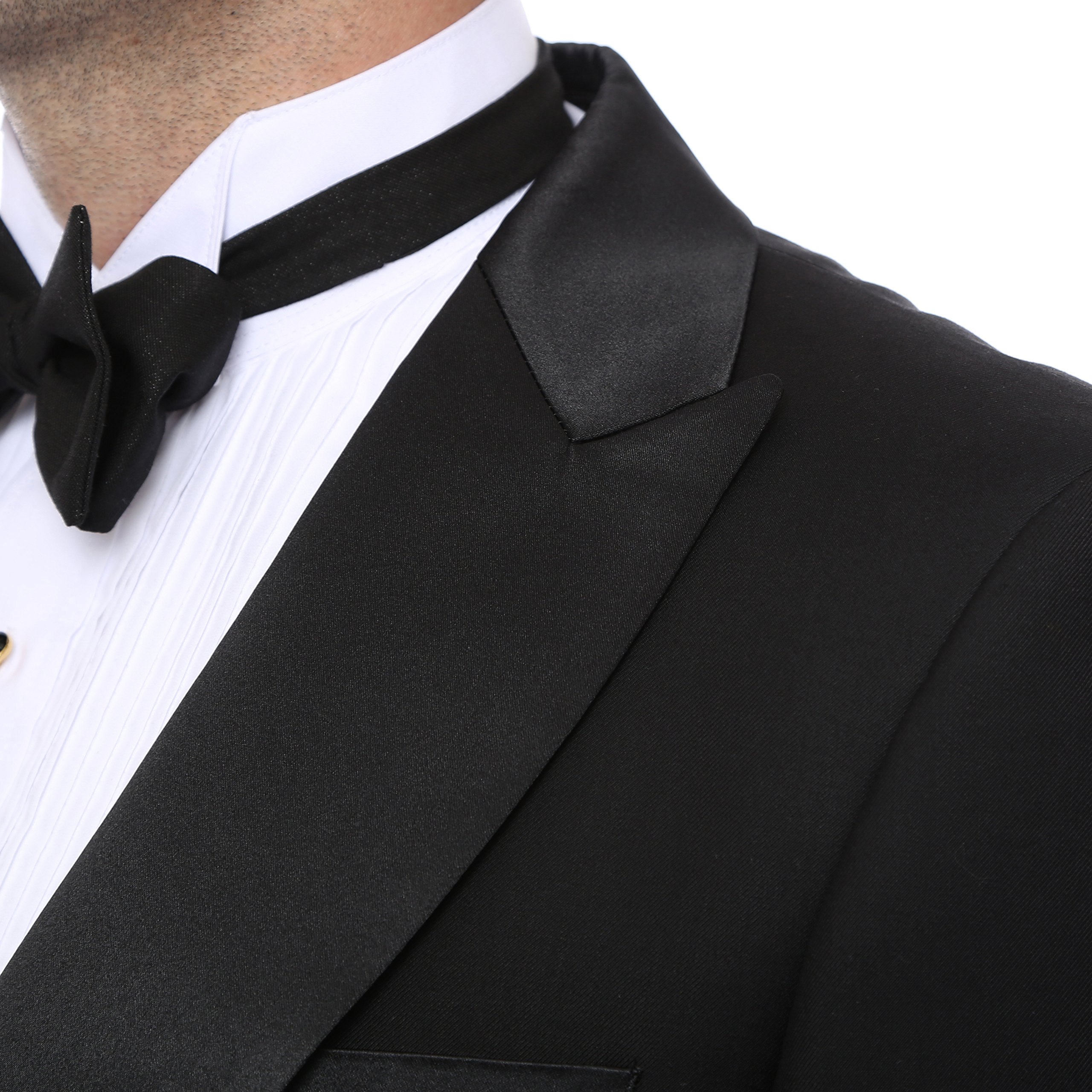 Ferrecci Men’s Regular Fit Peak Lapel Black Tailcoat Tuxedo Suit Set with Tux Pants & Tail Coat (38 Short)