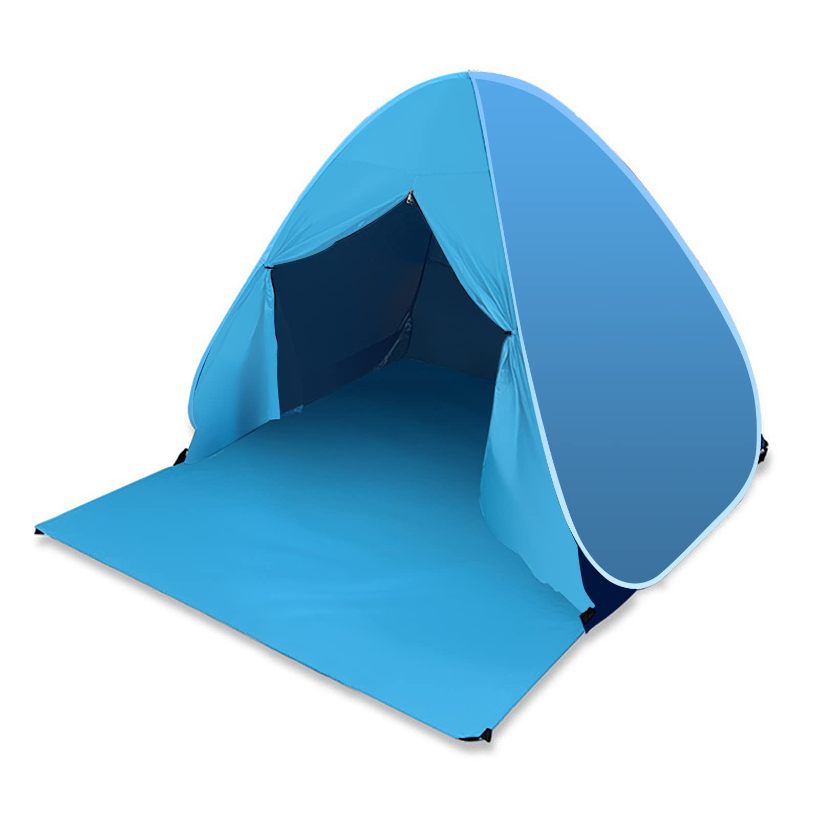Hitish Beach Tent, Windproof & Portable Sun Shade Shelter for 3-4 Person with UPF 50+ UV Protection, Extended Floor & Roll Up Window, Easy Setup Beach Tent with Carry Bag, 6 Stakes for Camping Fishing