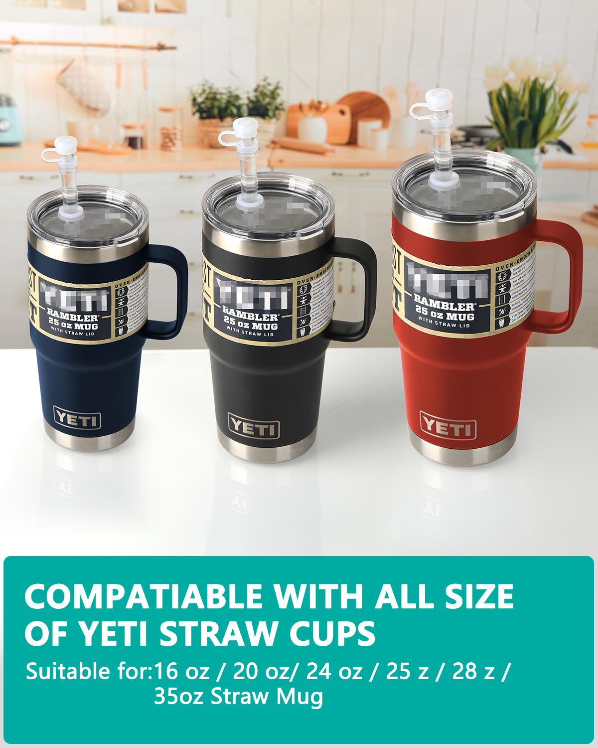 Silicone Spill Stopper Compatible with YETI Straw Cup,Spill Stopper for Cups Mug Tumbler Accessories Including 3 Straw Cover Topper Cap, 3 Leak Proof Stopper.