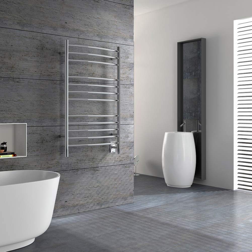 HEATGENE Towel Warmer Wall Mount Electric Plug-in/Hardwired Heated Towel Rack Mirror Polish