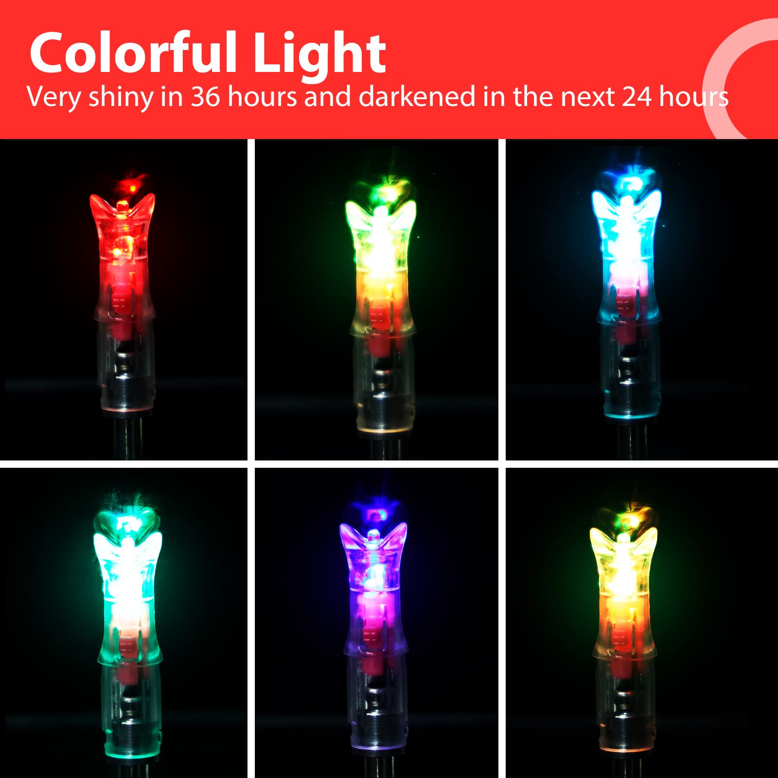 GOTIDA X Lighted Nocks for Arrows: Lighted Nocks 7.62mm,6pcs LED Nock Tail Illuminated Lighted Archery Nocks with ON/Off Switch Nocturnal Lighted Knocks for Arrows Lighted Arrow Nocks