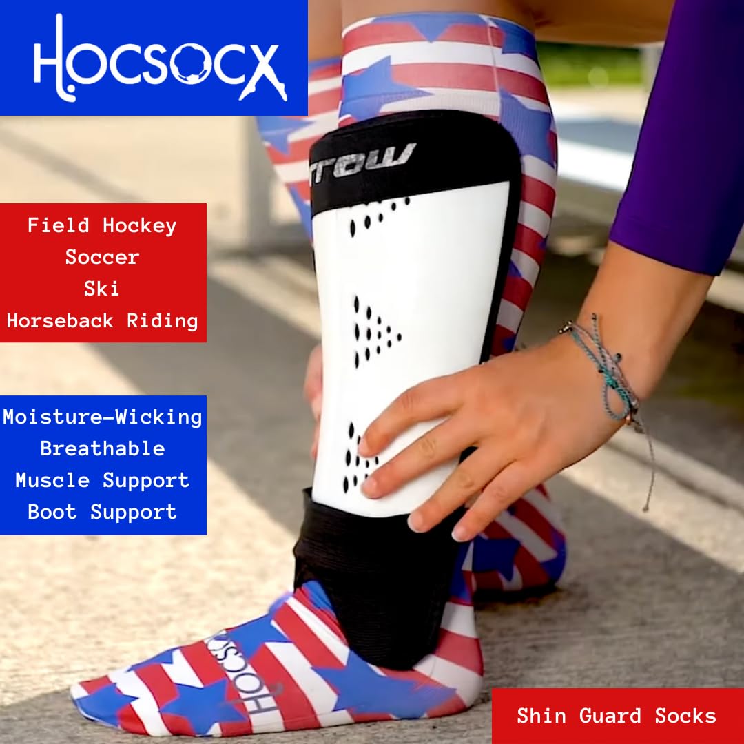 Hocsocx Bacon & Eggs Socks Performance Liner Moisture-Wicking Protection for Field Hockey, Ice Hockey, and Soccer