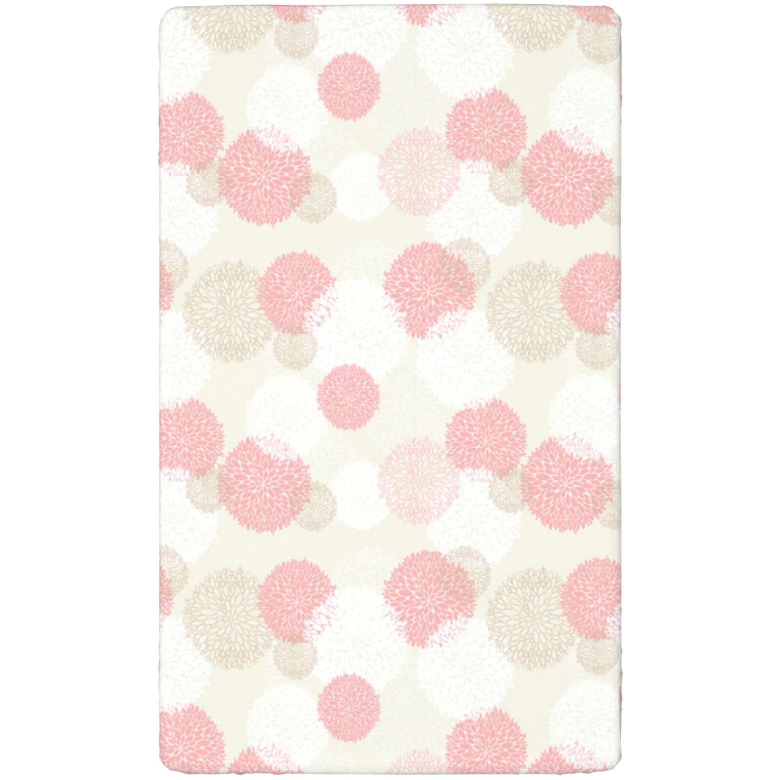 Pastel Themed Fitted Mini Crib Sheets,Portable Mini Crib Sheets Toddler Bed Mattress Sheets-Baby Crib Sheets for Girl or Boy,24β x38β,Pale Pink White Brown