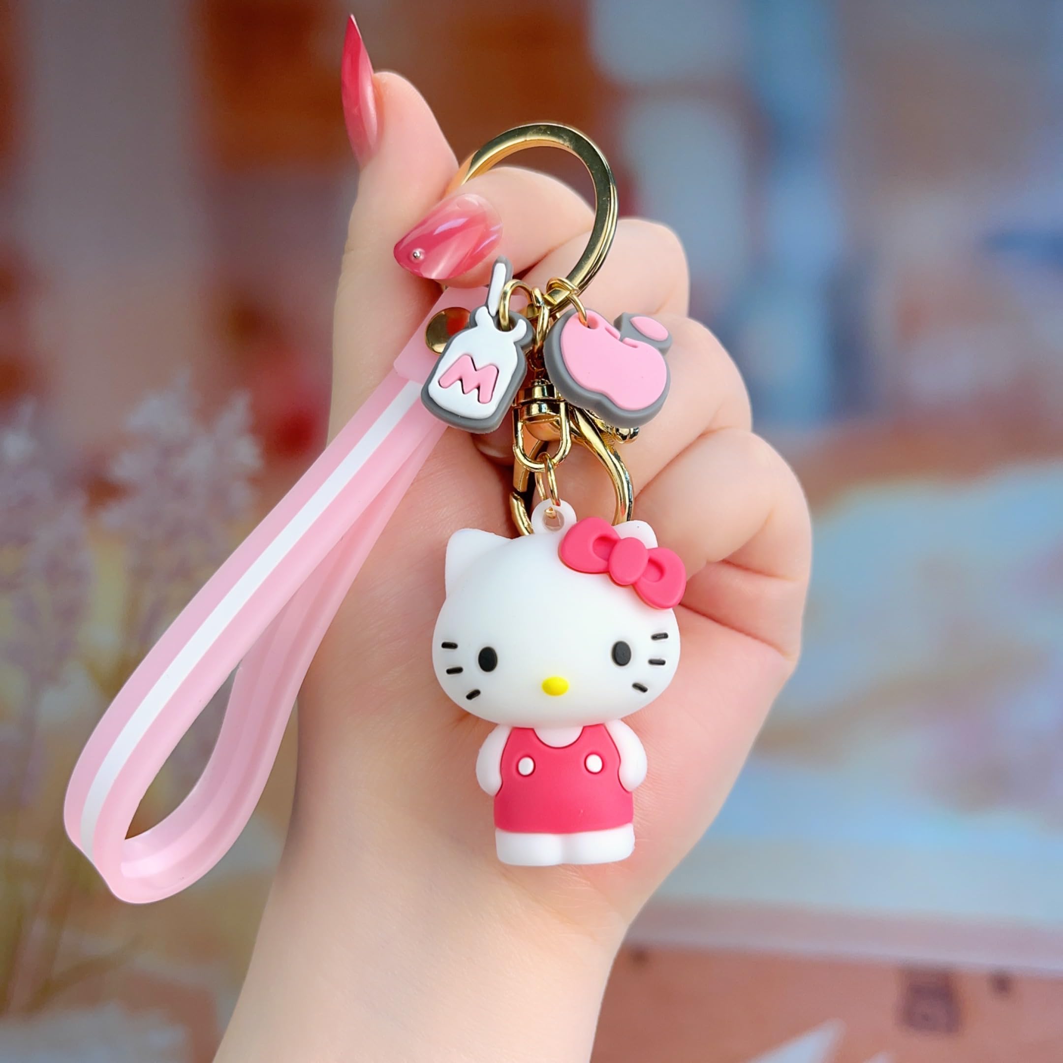 heoc cute Kawaii accessories anime keychain keyring wallet handbag car accessories cute keychain 5/7Pcs (Multicolor 7P)