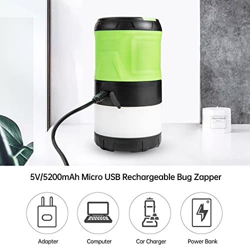 LED Camping Lantern & Bug Zapper & Flashlight 3-in-1, Rechargeable Mosquito Zapper, Portable Compact Camping Gear with Magnetic Base for Outdoors