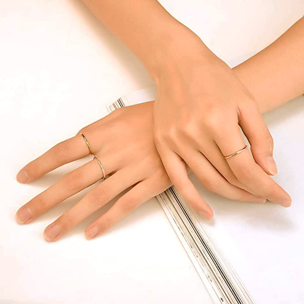 Gold Stacking Rings | Set of Three in 14K Gold Fill | 1mm Thin Round Rings | Toe Ring or Finger Rings (3)