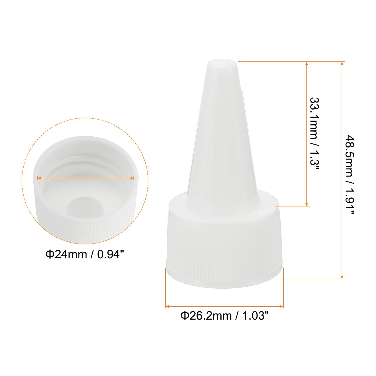 PATIKIL Twist Bottle Caps, 24Pcs 24/410 Squeeze Bottle Cap Replacement Caps for Glue Dispensing Bottles Dispensing Caps Paint Bottles, White