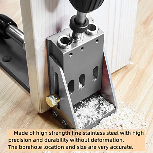 Pocket Hole Jig Kit, Pocket Screw Jig, Aluminum 3 in 1 Pocket Hole Drill Guide Jig Set, Professional Jig Kit Dowel Drill Joinery Screw Kit