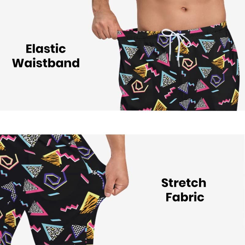 INTIGREEN 80s Retro Jogger Sweatpants for Men 90s Neon Clothes Gifts for Birthday Christmas Halloween(80s-2-L)