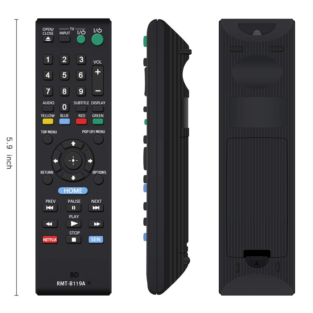 Gvirtue Blu Ray Remote Control Compatible Replacement for Sony RMT-B119A Remote(DVD Player), Applicable BDP-S3100 BDP-S5100 BDP-S590 BDP-S390 BDP-S1100 BDP-BX110 BDP-BX510 BDP-BX59 BDP-BX39