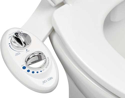Self-Cleaning Nozzle, Fresh Water Non-Electric Bidet Attachment for Toilet Seat, Adjustable Water Pressure, Rear Wash (White)
