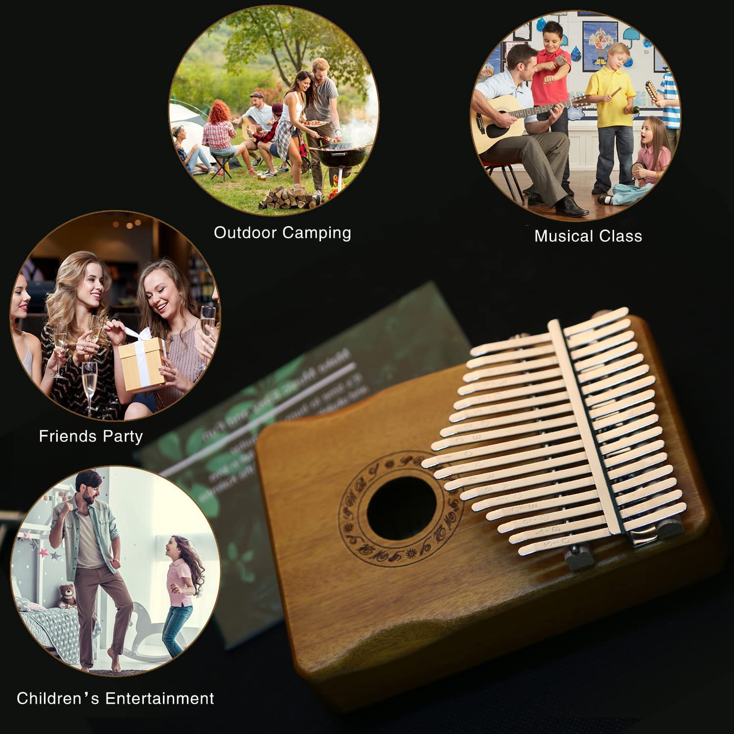 Kalimba Portable 17-key Thumb Piano, Easy to Learn Portable Instrument Present, Suitable for Adults, Children and Beginners