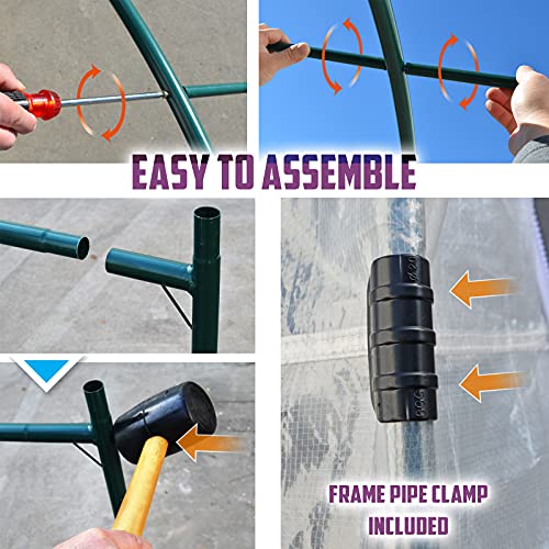YardGrow Half Transparent Walk-in Plant Greenhouse Heavy Duty Garden Tunnel Tent with ABS Clamps (16'X7'X7')