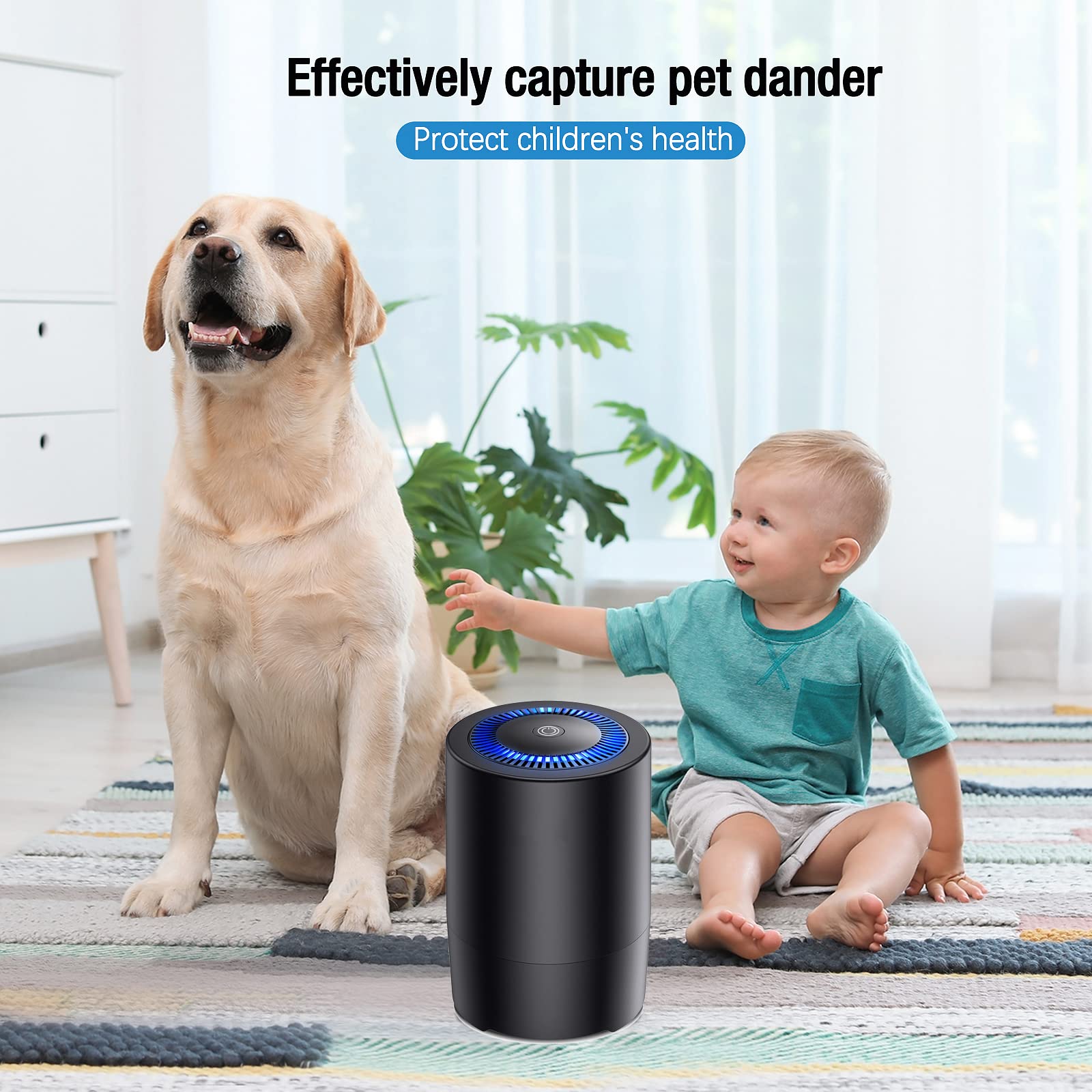 MELEDEN Air Purifier for Home with True HEPA Filters,Low Noise Portable Air Purifiers with Night Light,Desktop USB Air Cleaner