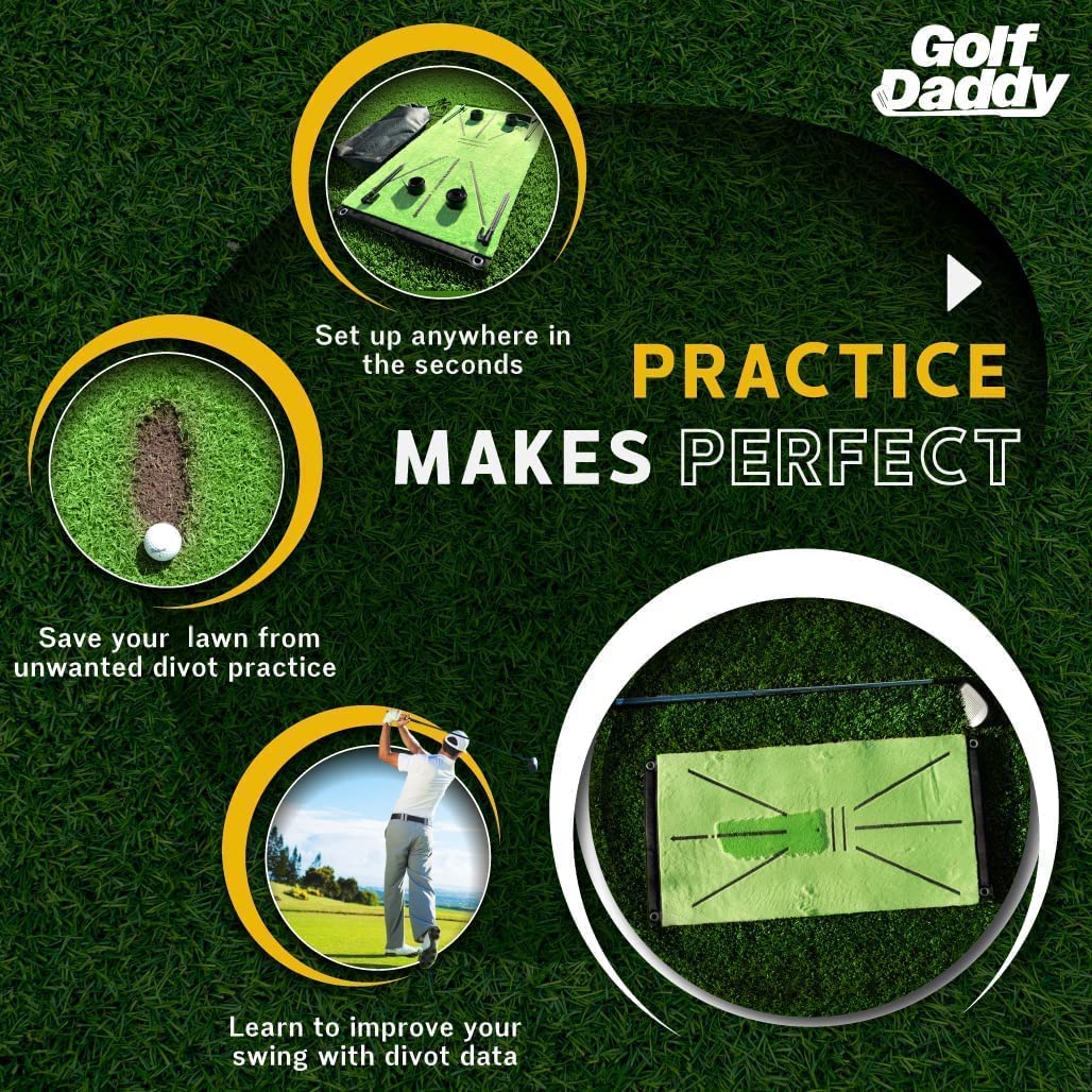 Golf Mat – Golf Training Aid for Swing Correction – Divot Board Golf Swing Trainer w/Instant Feedback – Outdoor & Indoor Golf Practice Mats (Green)