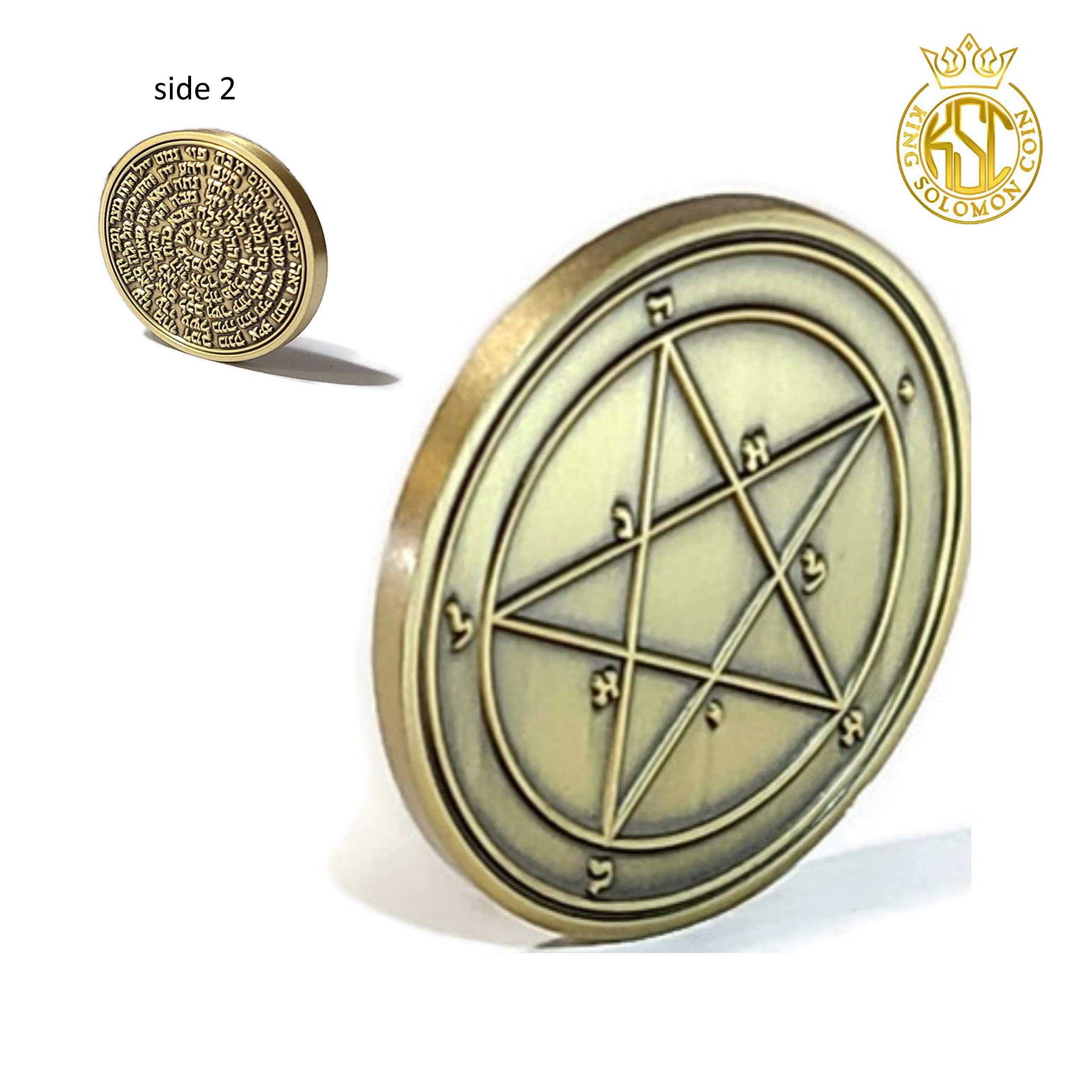 King Solomon Seal Coin Talisman Kabbalah 72 Names of God First Pentacle of Mercury
