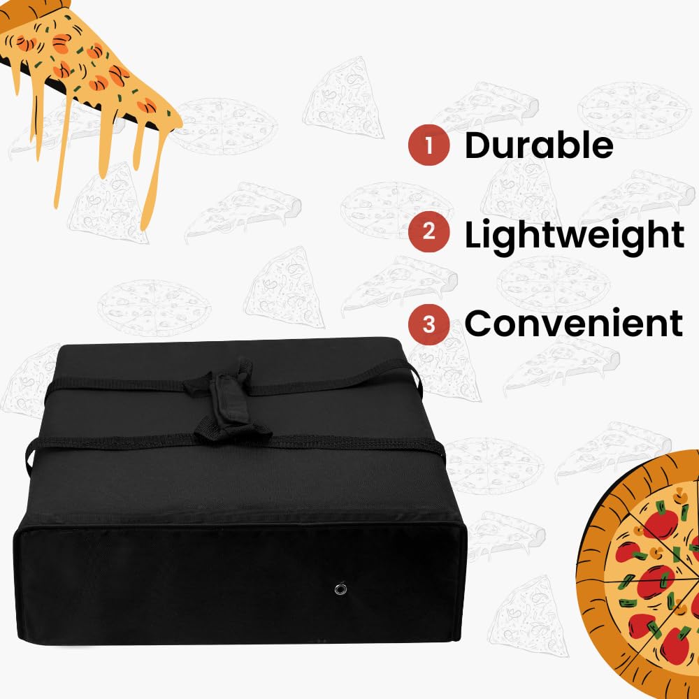 TOGETRUE Pizza Bag, Insulated Pizza Bags for Delivery Carry Hot, Large Pizza Food Delivery Bag for Doordash, Uber Eats, Pizza Warmer Bags for Personal Use, 20 x 20 (Basic Black)