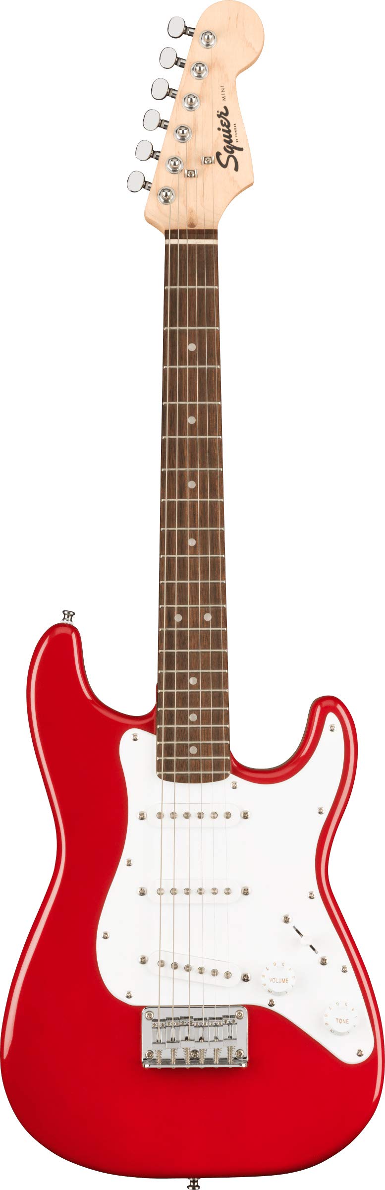 Fender Squier 3/4 Size Kids Mini Stratocaster Electric Guitar Learn-to-Play Bundle with Amp, Cable, Tuner, Strap, Picks, Fender Play Online Lessons, and Austin Bazaar Instructional DVD - Dakota Red