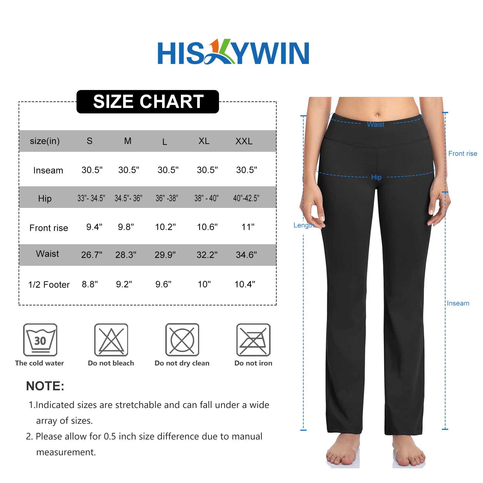 HISKYWIN Women's Bootcut Yoga Pants Crossover High Waisted Tummy Control Workout Flare Pants with Waistband Pocket HF836-Black-M