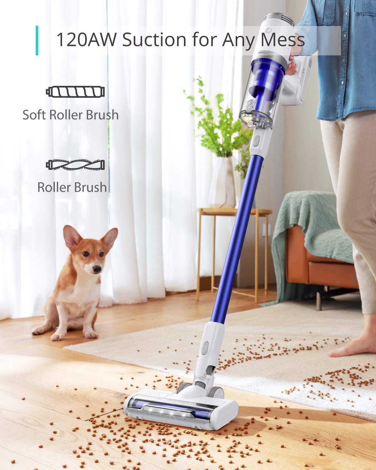 eufy by Anker, HomeVac S11 Infinity, Cordless Stick Vacuum Cleaner, Lightweight, Cordless, 120AW Suction Power, Additional Detachable Battery, Cleans Carpet to Hard Floor