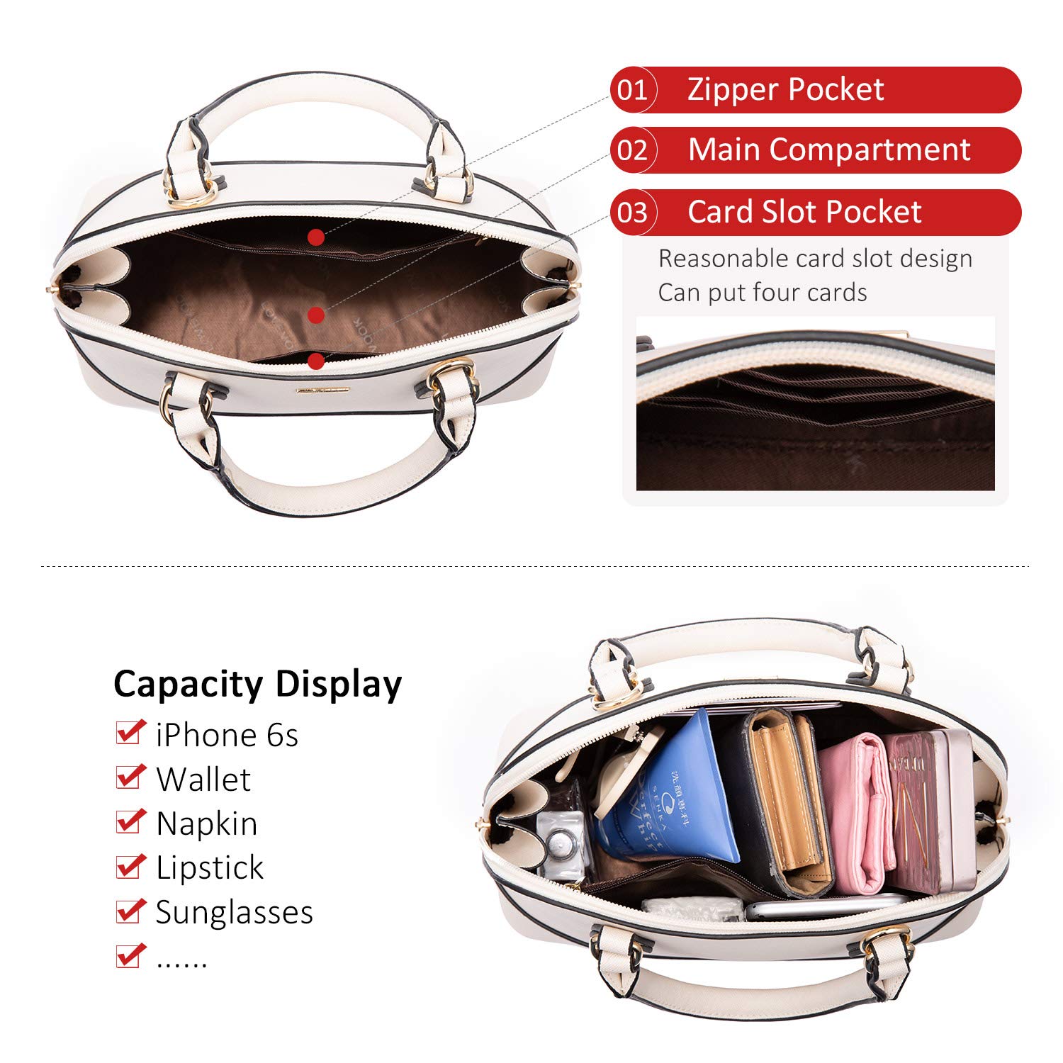 LOVEVOOK White Purse for Women Small Crossbody Bags Dome Satchel Bag Shoulder Purse Quilted-White