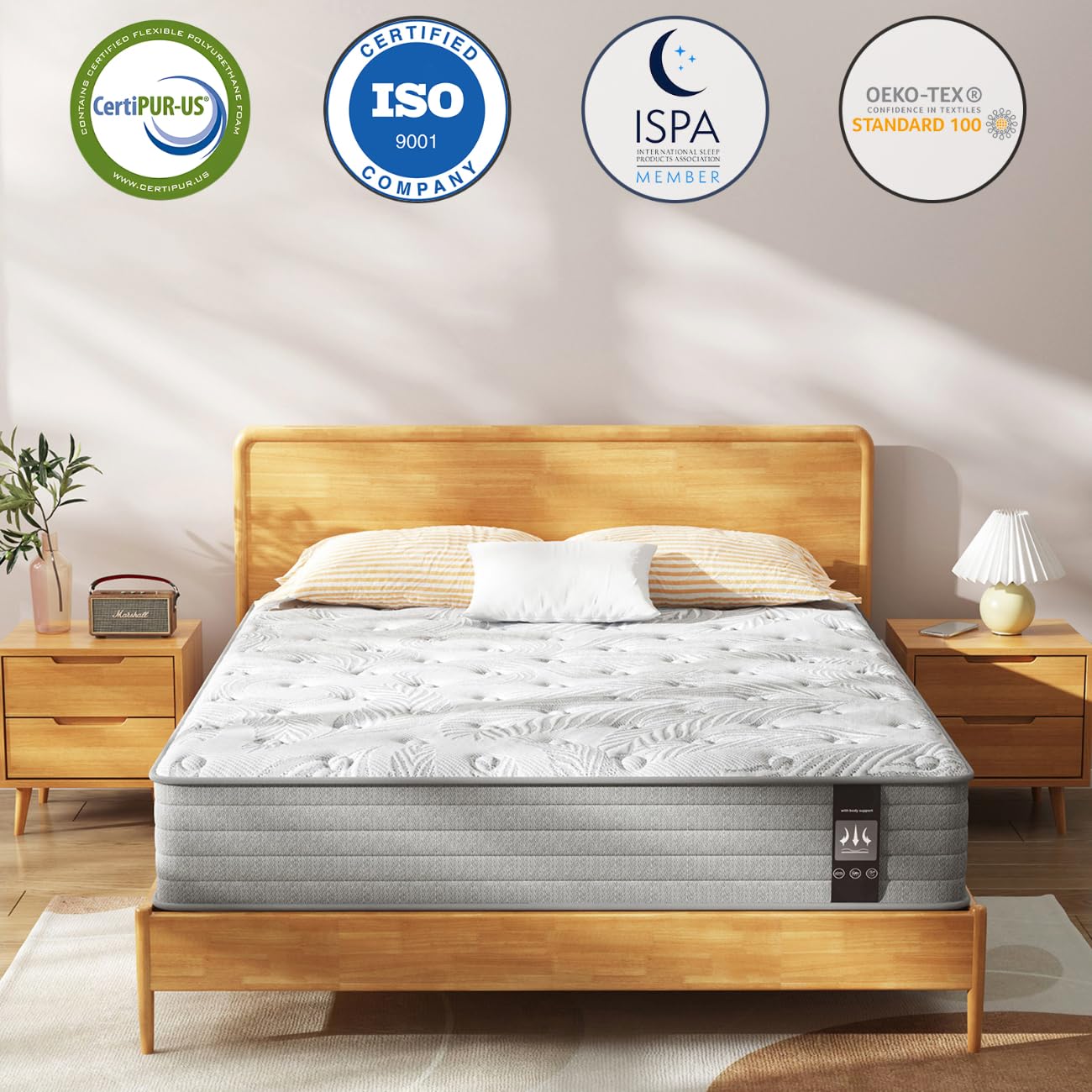 Queen Mattress 12 Inch, Gel Memory Foam Mattress, Hybrid Mattress in a Box with Pocket Spring, Soft & Comfortable Medium Firm Mattress, Motion Isolation, Pressure Relief, CertiPUR-US Certified