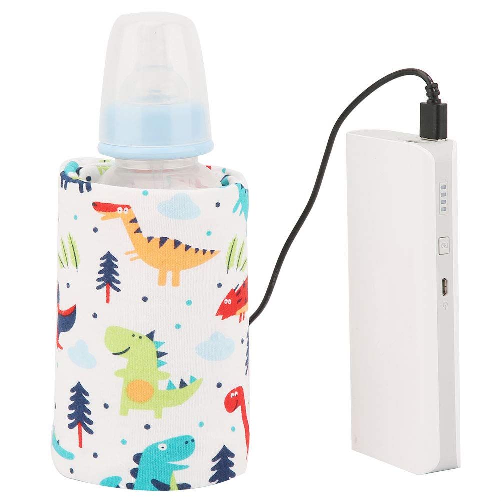 Hilitand Portable Bottle Keep Warm, USB Travel Milk Heat Keeper, Baby Bottle Keep Warmer for Car Tavel, Storage Cover Insulation Thermostat(Dinosaur, 12)