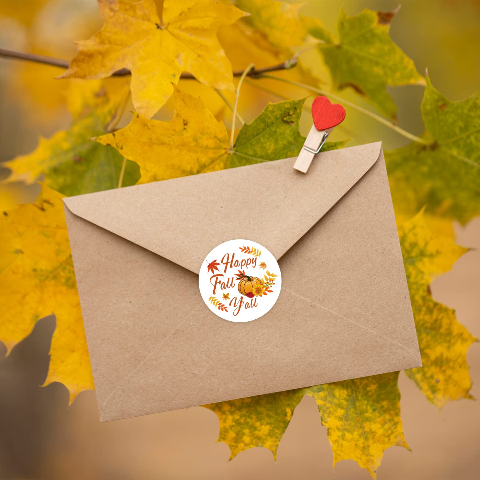 Heyfibro 500 PCS Happy Fall Y'all Stickers, 1.5 Inch Thanksgiving Stickers Label for Packing, Party, Bags, Boxes(Pumpkin)