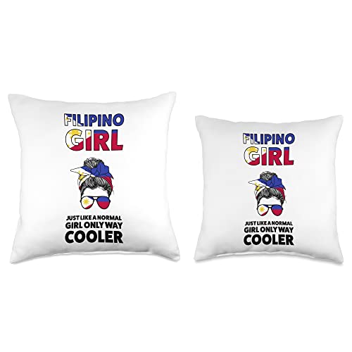 Philippines flag filipino Gifts just Like a Normal Girl Filipino Roots Throw Pillow, 16x16, Multicolor