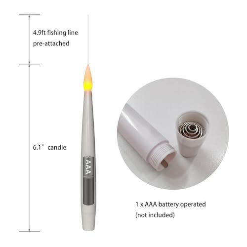 Leejec 20pcs Flameless Taper Floating Candles with Magic Wand Remote, Flickering Warm Light, Battery Operated 6.1" LED Electric Window Candle, Decor for Christmas, Wedding, Halloween, Birthday Party