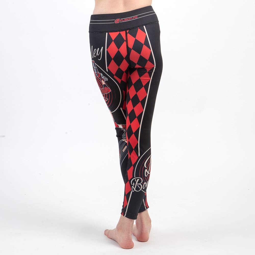 Fusion Fight Gear Harley Quinn Girls BJJ Spats Leggings (X-Large) Black and Red